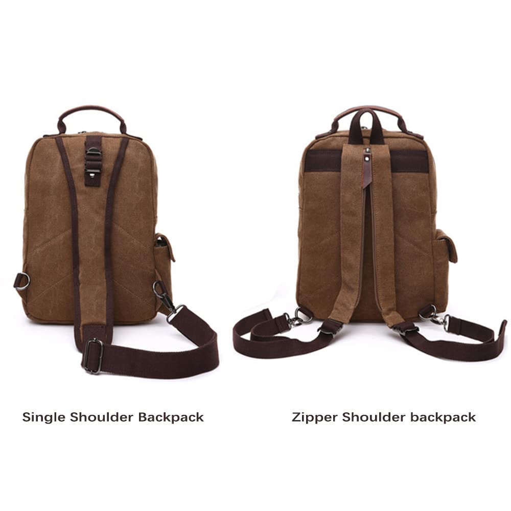 FASNAHOK Canvas Shoulder Backpack Travel Rucksack Sling Bag Cross Body Messenger Bag Casual Daypack