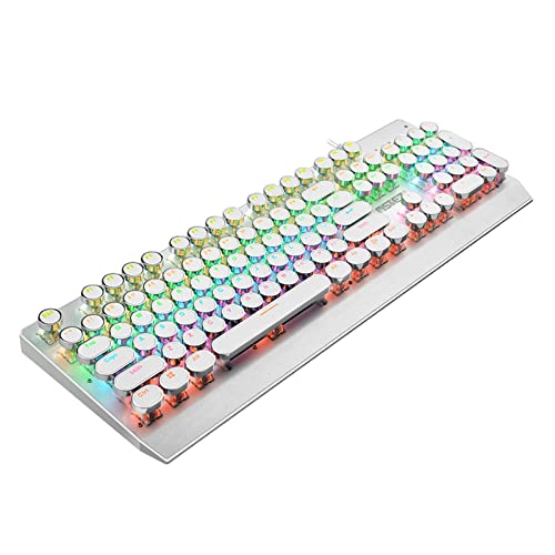 Funtasica Mechanical Gaming Keyboard RGB Backlit 104 Keys for PC, White Round Keycap, 440x154x34mm