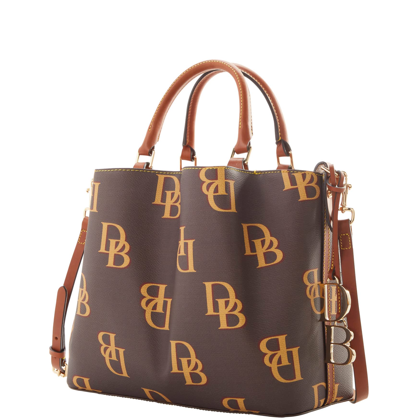 Dooney & Bourke Handbag, Monogram Brenna Satchel - Brown Tmoro