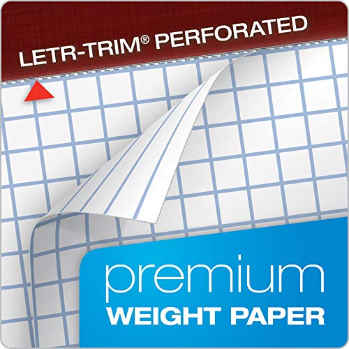 TOPS Docket Gold Graph Pads, 8-1/2" x 11-3/4", 4 x 4 Graph with Narrow Rule Back, Burgundy Cover, 80 Sheets (63752),White