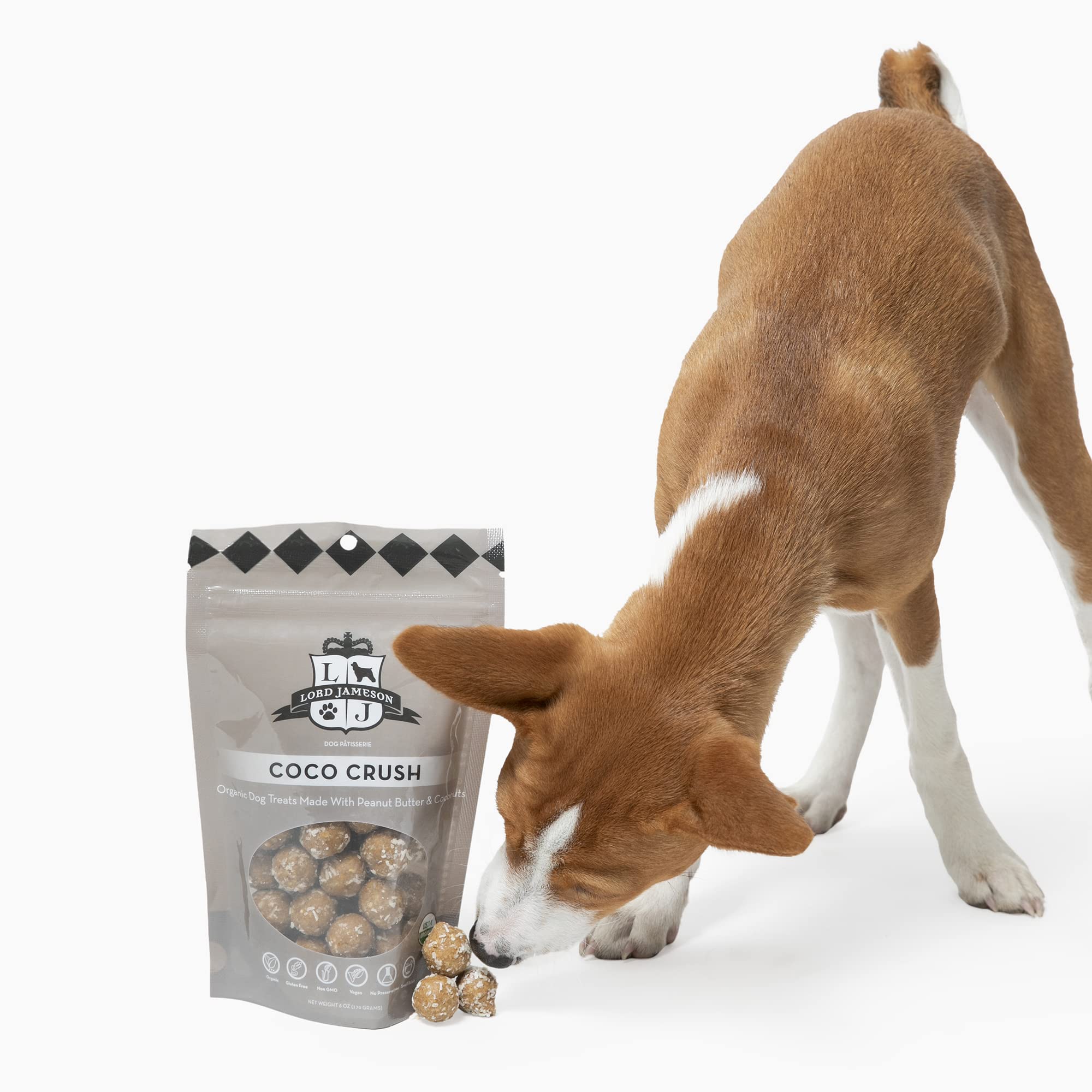 Lord Jameson Coco Crush Organic Dog Treats, Organic Dog Treats Made with Peanut Butter and Coconut, 6 oz. Bag