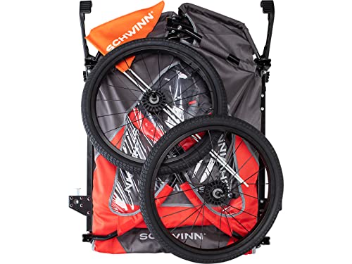 Schwinn Summit Deluxe Kids Double Bike Trailer, Child Carrier Seats 2 Riders, Max Weight 87lbs, Converts to Stroller, 20-Inch Wheels, Red