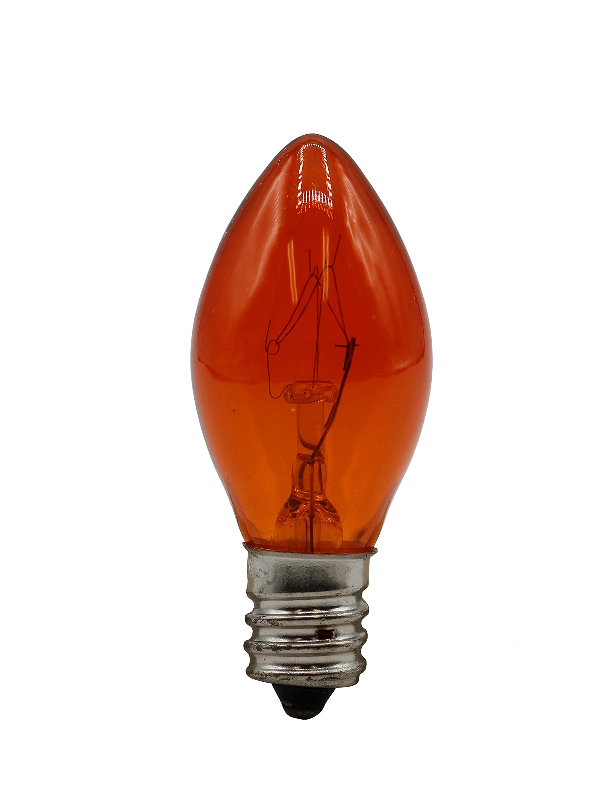 Creative Hobbies® Transparent Orange C7 Light Bulbs - 7 Watt, Steady Burning, Candelabra Base - Ideal for Halloween Pumpkin Lights & Christmas | Box of 25