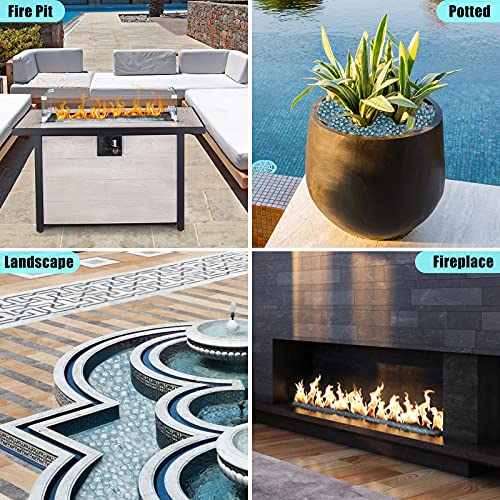 ECOTOUGE Glass Fire Pit Rocks (0.9β, 10lb) for Propane Fire Pit, High Luster Reflective Fire Glass Beads, Safe Gas Fire Pit Glass Rocks for Natural (Pure)