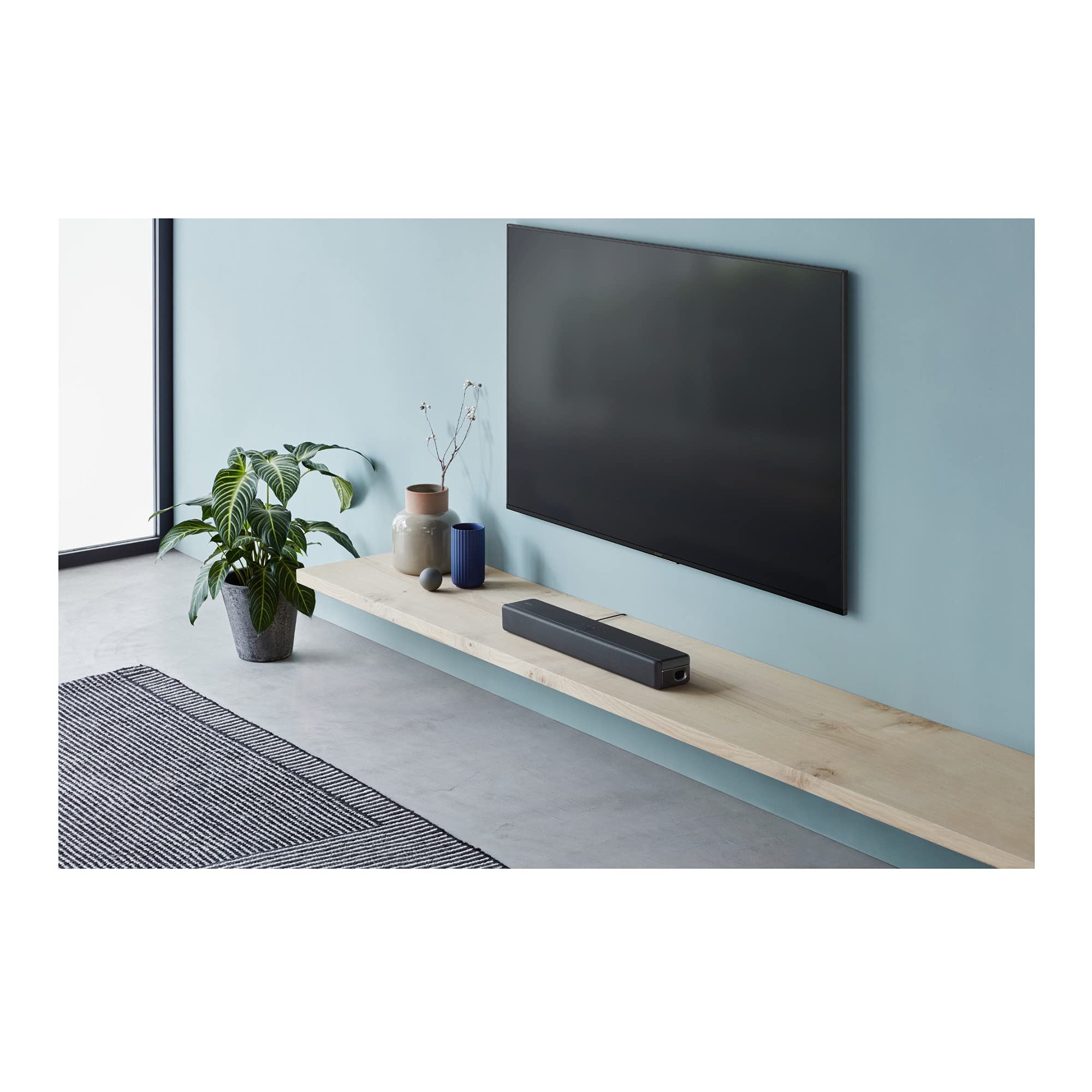 Sony S200F 2.1ch Soundbar with built-in Subwoofer and Bluetooth Home Theater Audio for TV, (HT200F), easy setup, compact, home office use with clear sound black