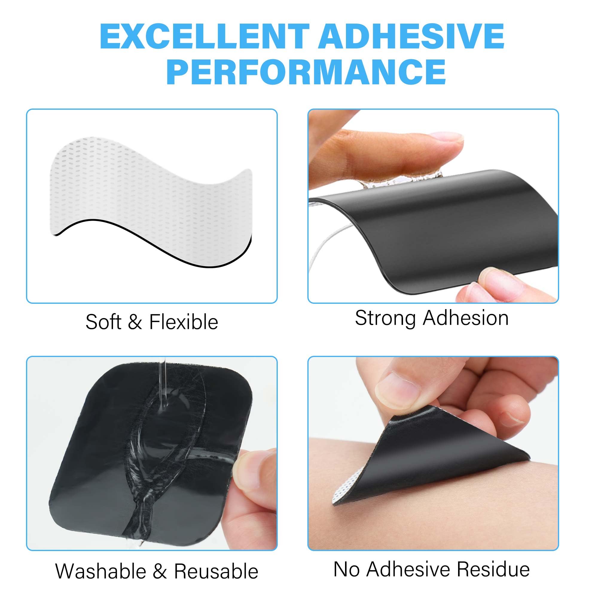 LotFancy TENS Unit Electrode Pads 2βx2β, 20 Pcs TENS Replacement Pads for Electrotherapy, Self-Adhesive TENS Pads for EMS Muscle Stimulation Machine, Reusable, Latex-Free