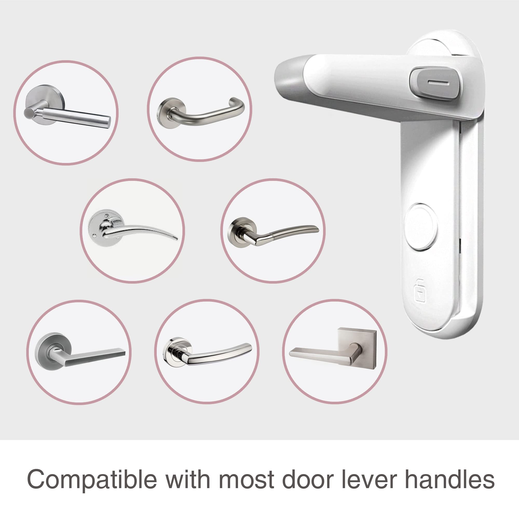 Door Lever Lock for Child Safety and Pet Proof by Moonybaby 2 Pack White