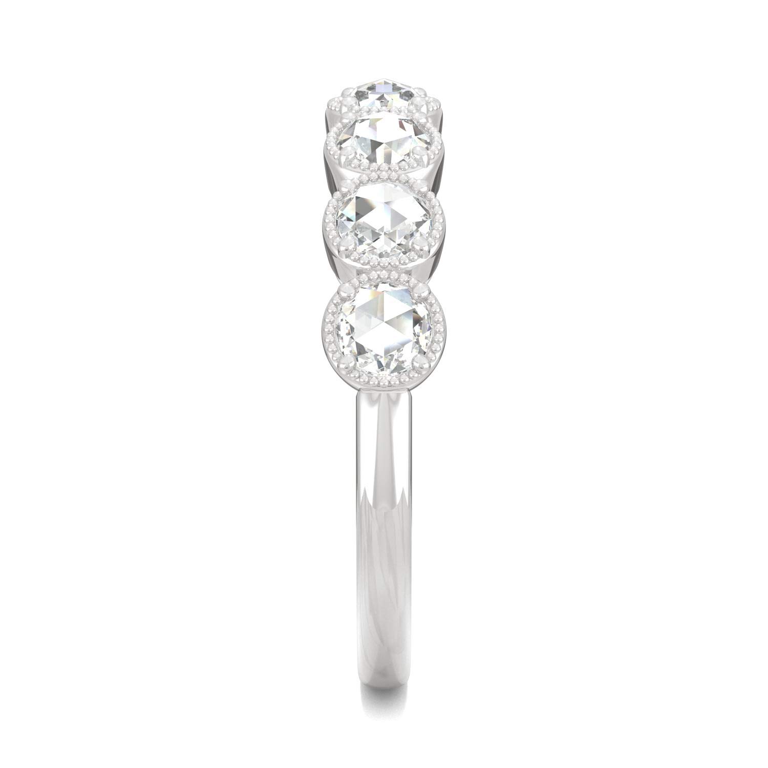 Charles & Colvard White Gold Moissanite 3mm Round Rose Cut Milgrain Wedding Band-size 5.5