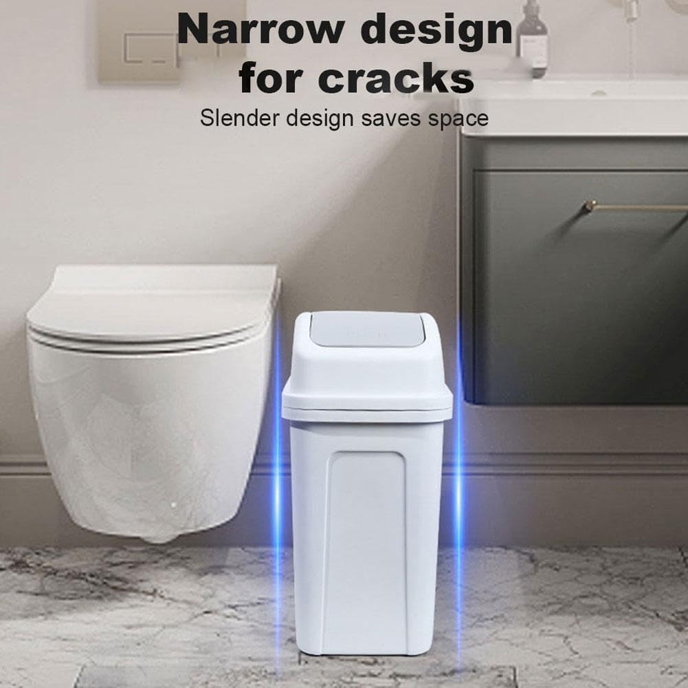 Generic 10 L Trash Can Kitchen, 360 ° Sliding Lid, Plastic Swing Top Trash Can, Plastic Kitchen Waste Bin for Kitchen, Garage, or Workspace, White