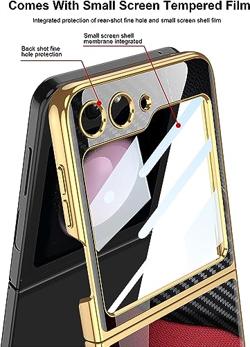 TECHY for Samsung Z Flip 5 Case Ultra-Thin Electroplated Glass Protective Cover for Samsung Galaxy Z Flip 5 Case, Golden Wings
