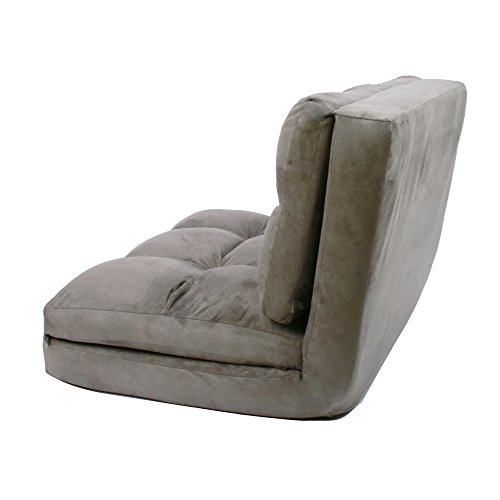 Loungie Micro-Suede 5-Position Adjustable Convertible Flip Chair, Sleeper Dorm Bed Couch Lounger Sofa, Grey
