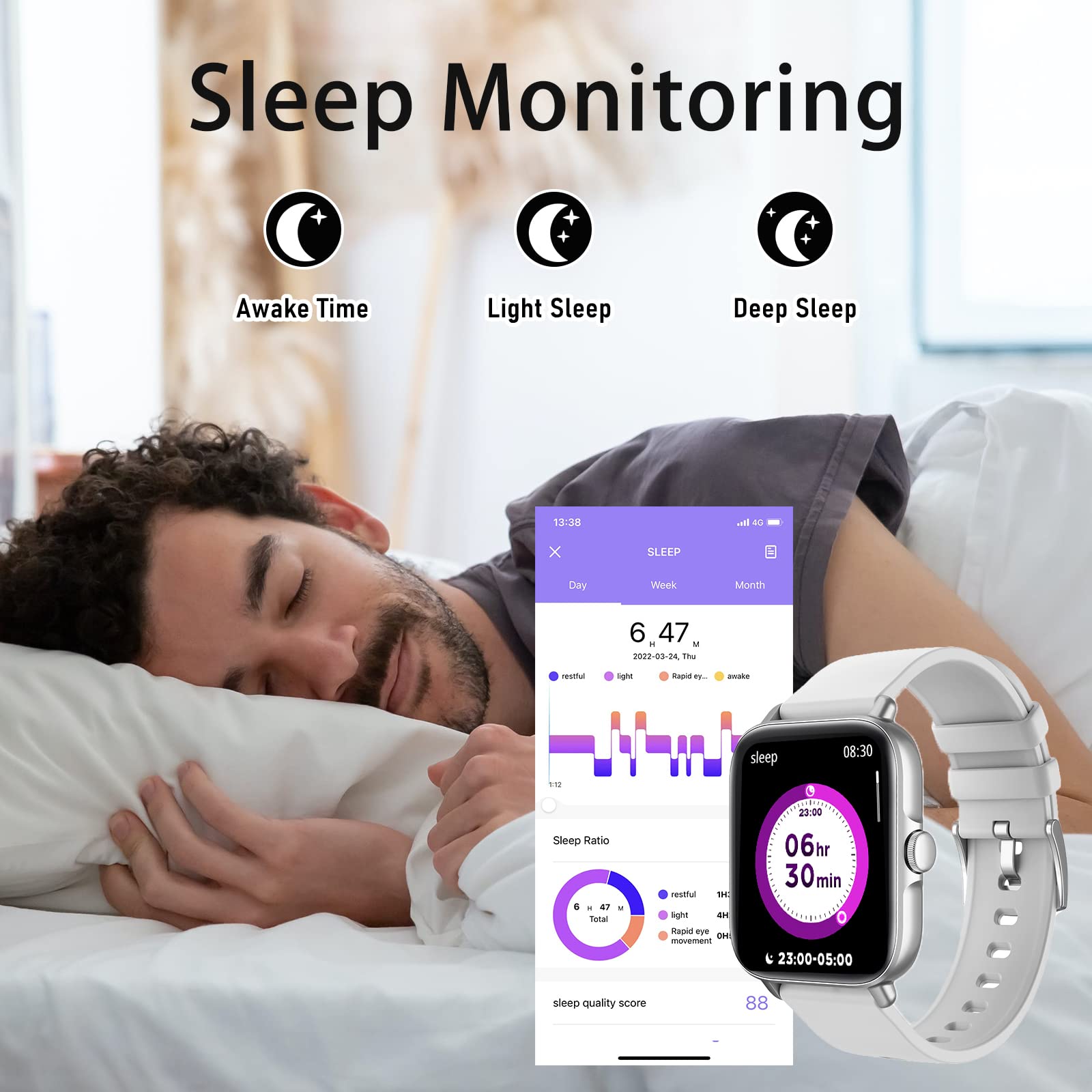 DXPICR [2 Watches] Smart Watch(Call Receive/Dial), Full Touch Screen SmartWatch for Android and iOS Phones Compatible Fitness Tracker with Heart Rate,Sleep,Blood Oxygen,Step Counter