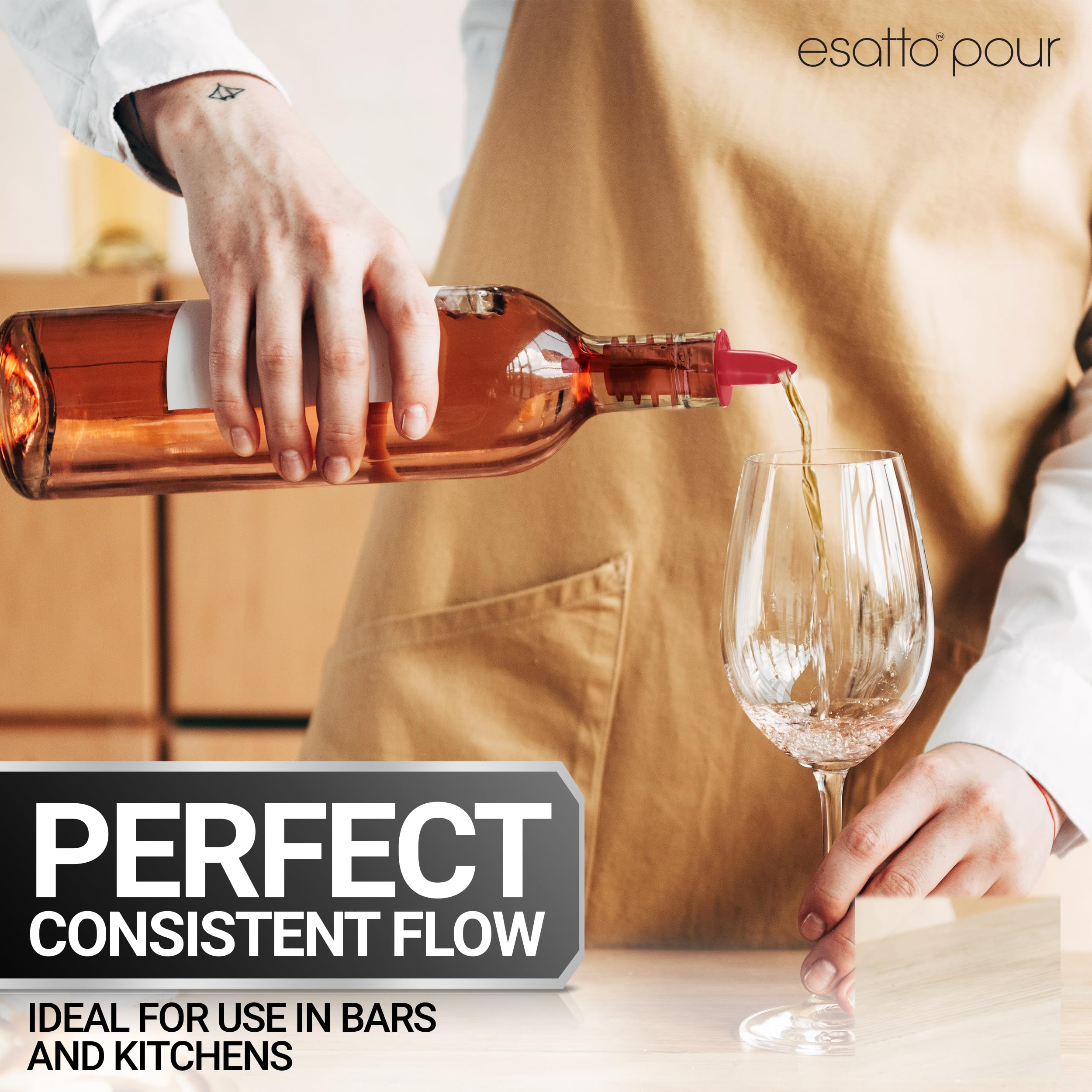 Esatto 50 Pieces Plastic Bottle Pourer or Liquor Spout Pourer - Versatile as a Drink Pourer, Alcohol Pourer Spouts and Syrup Easy Pourer Dispense - Easy Install, Durable, Professional Bar Tool