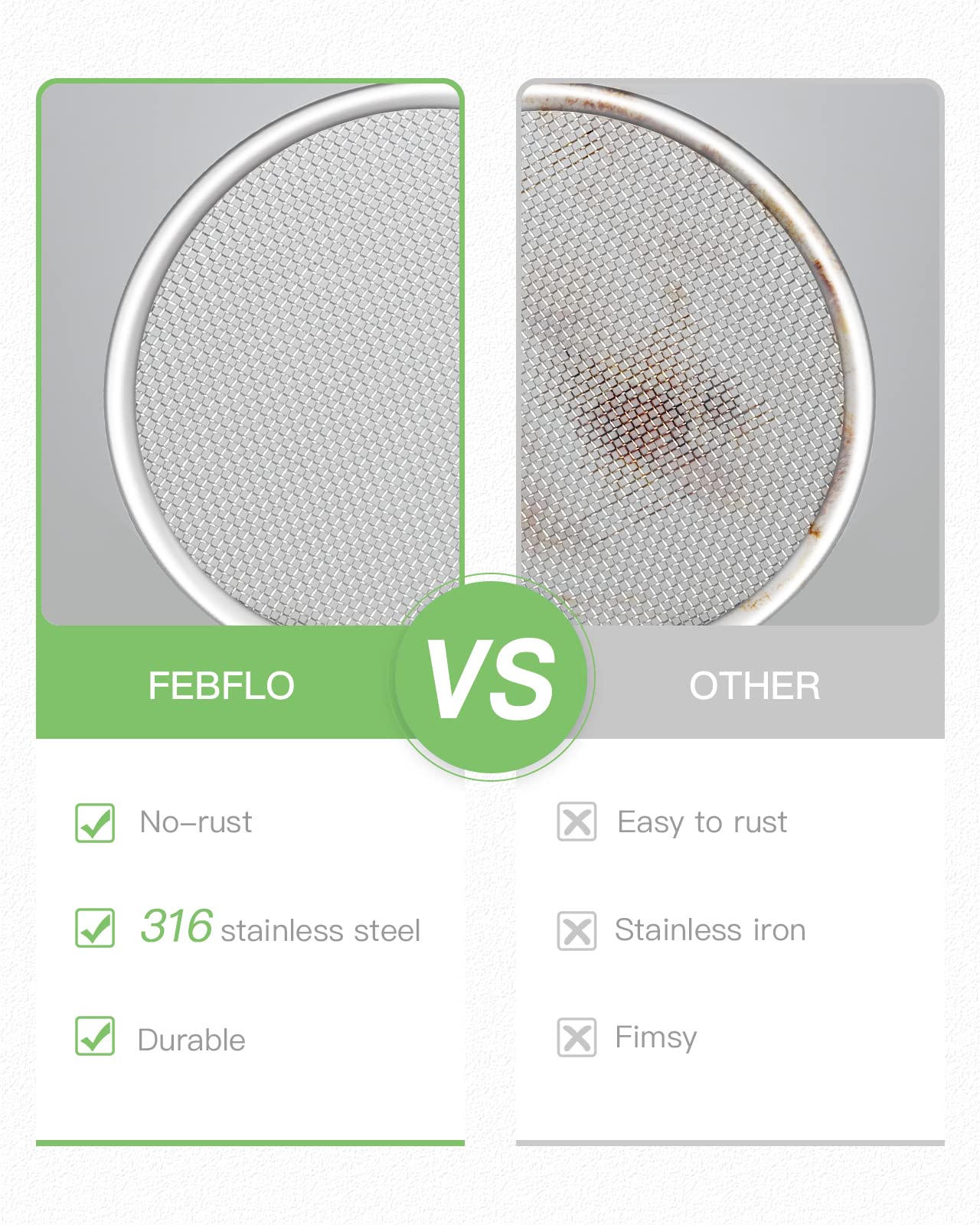 FEBFLO 12 Pack Sprouting Lids, 316 Stainless Steel Screen Lid for 86mm Wide Mouth Mason Jar, Mesh Bean Sprout Sieve Lids, Home Use Alfalfa, Broccoli,Lentil. QurHapzy (12 lids)
