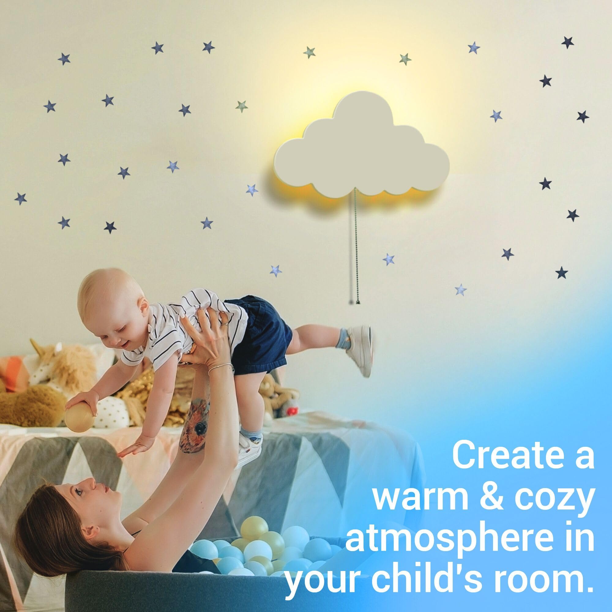 Cloud Light - Floating Cloud Wall Lamp For Nursery | Cute Floating Cloud Lamp For Kids Bedroom | Battery-operated Hanging Cloud Night Lights | Cloud Lights For Bedroom | Cloud Lamp For Baby Nursery