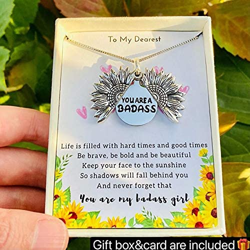 Coco Jewelry Sunflower Necklace (You are a Badass) (Silver)