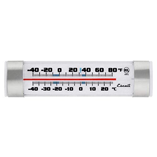 Escali AHF2 Shatter Proof Glass Refrigerator Freezer Thermometer with Suction Cups, Safe Temperature Indications, Fridge and Freezer Temperature Zones NSF Certified