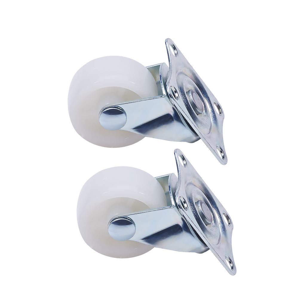 Caster Furniture,Rubbered Trolley Wheels , Castor Wheels,Furniture Casters,Swivel Casters 1.18 Inch Nylon Top Plate Mounted Caster Wheels No Brake White 26lb Capacity 2pcs