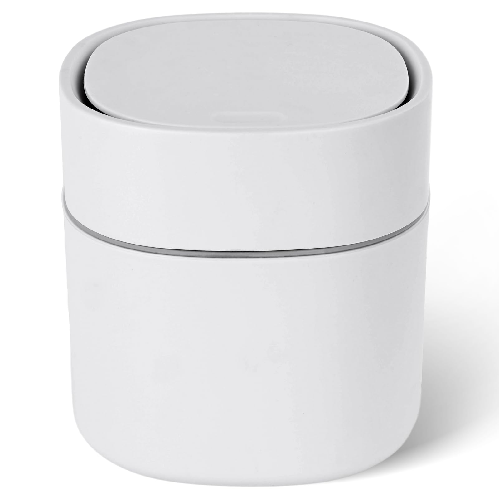 LOVEINUSA Mini Trash Can, Countertop Trash Can with Lid Tiny Garbage Bin Small Trash Can Plastic for Bathroom Office Kitchen Desk Coffee Table White