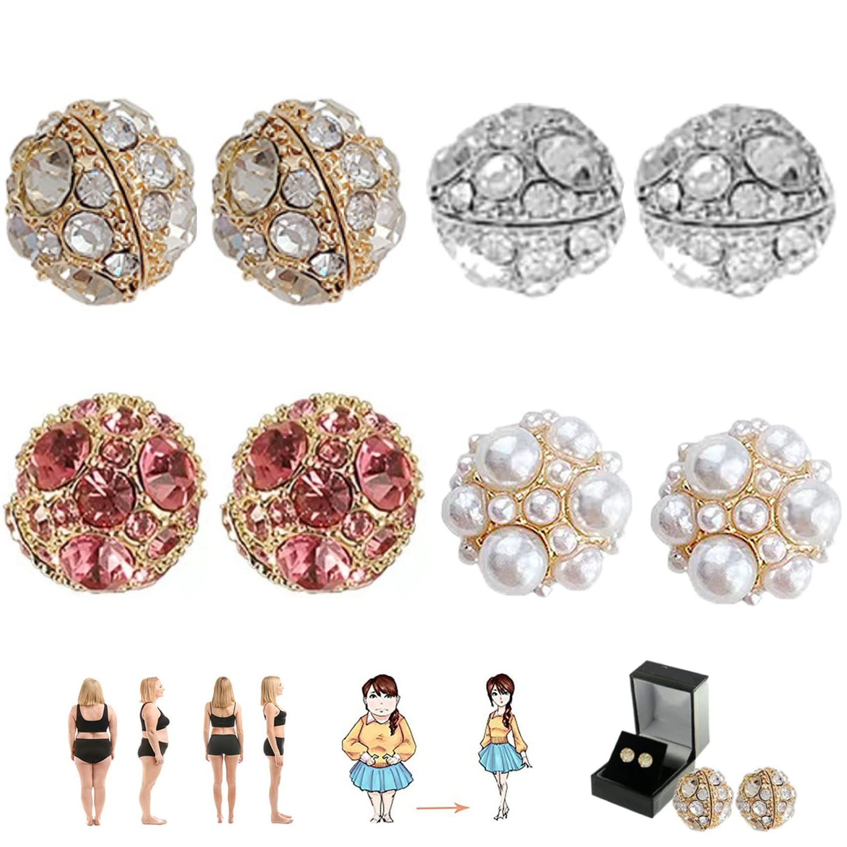 Dorina Earacupressure Magnetherapy Detoxi Earrings, Dorina Earrings (4 pairs)