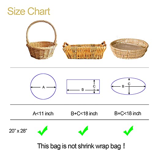 Holvyt Large Clear Gift Basket Bags, 10 Pack 20"x 28" Cellophane Wrap Plastic Package for Baskets and Gifts