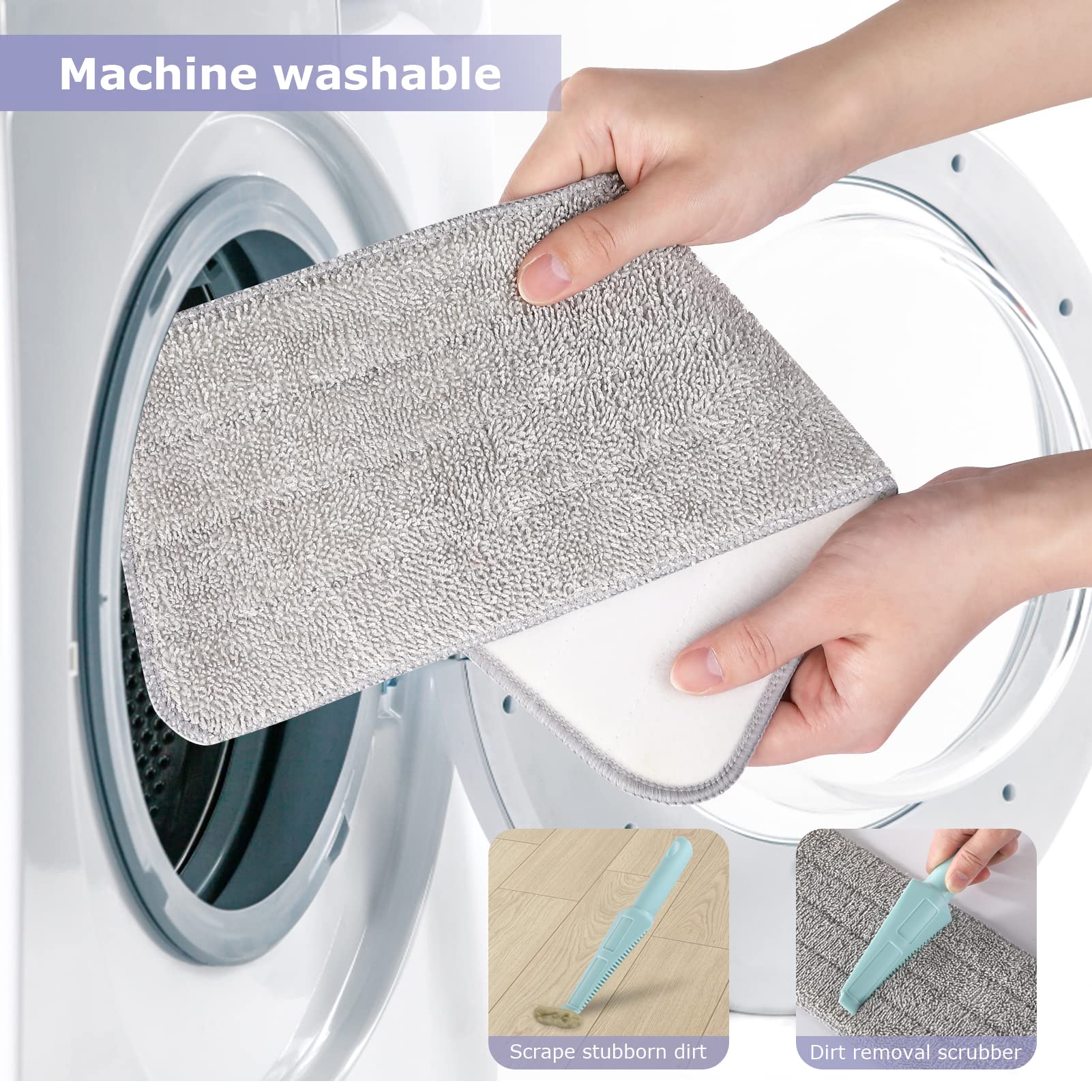 DYTesa Microfiber Floor Dust Mop for Hardwood Cleaning, 360 Degree Rotating Wet Dry Floor Mop with 4 Washable Pads and 1 Scrubber