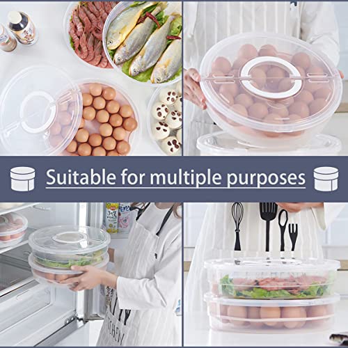 Ternual Multipurpose Pie Carrier with Lid and Handle Egg Container Holds Pies 30 Eggs 12/3.5 Inches Suitable for Cheese Cake, Corn Pie, Fruit White Clear Visible