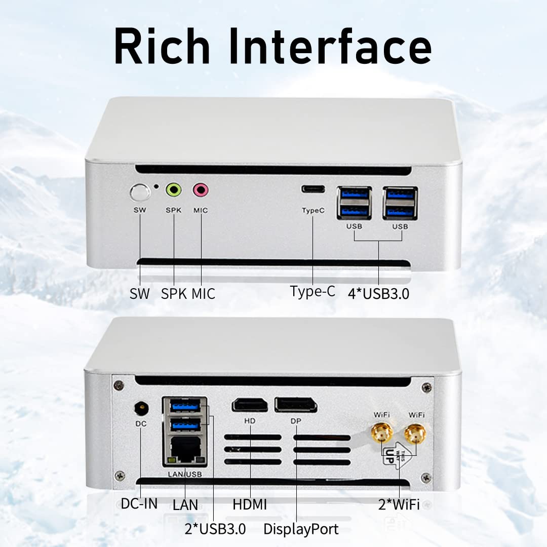 msecore Mini PC with Core i7-7700HQ, 32GB DDR4 RAM, 1T NVME SSD Desktop Computer, 4K@60Hz, HDMI, DP, Dual Monitor Capable, Wi-Fi, Bluetooth, Windows 11 Pro