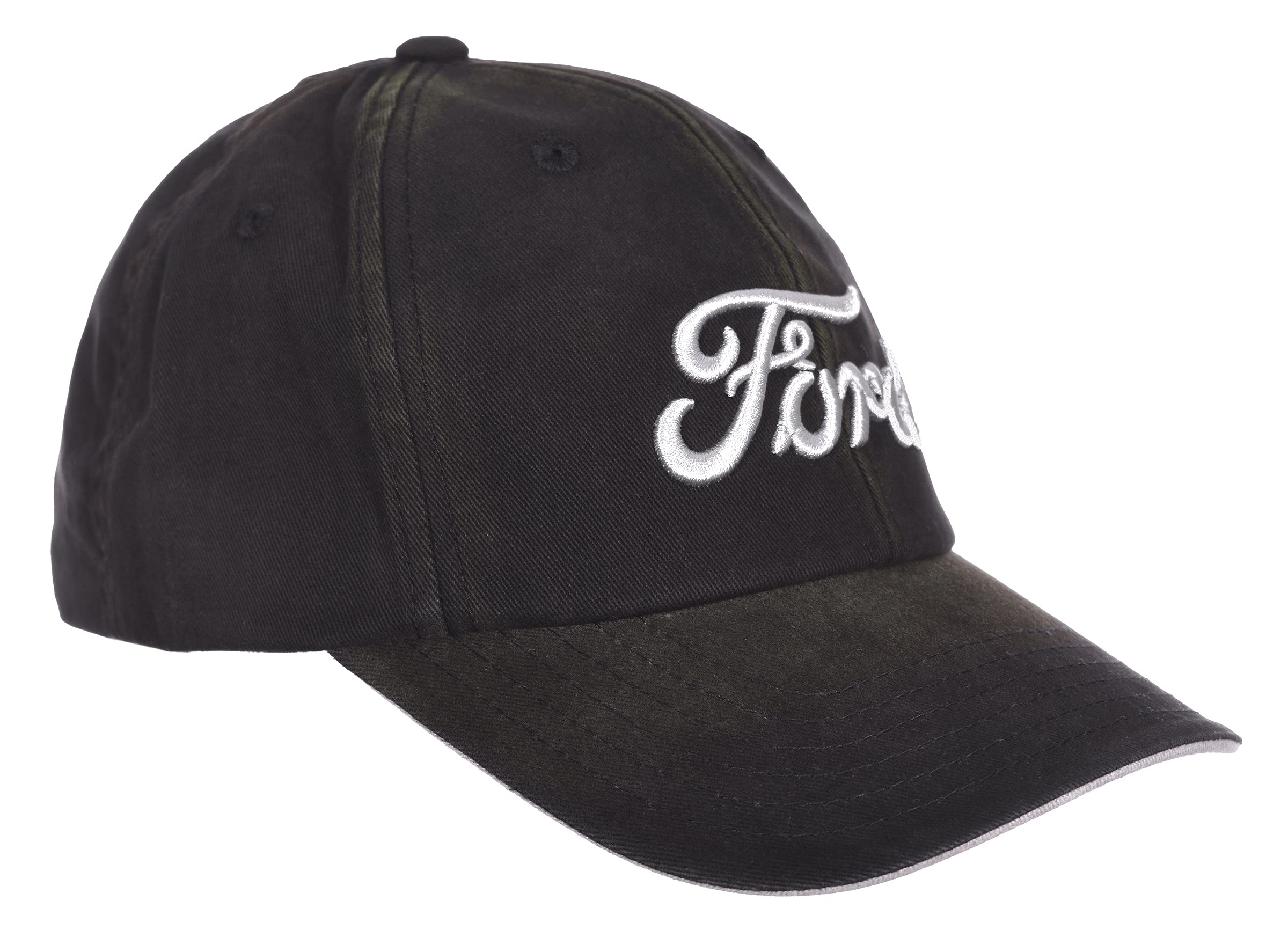 Checkered Flag Sports Men's Ford Raised Logo Cap Adjustable Distressed Black Fabric Hat, 0-8