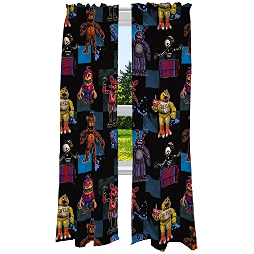 Franco Kids Bedding Super Soft Comforter and Sheet Set with Sham, 5 Piece Twin Size, Five Nights at Freddy's & Kids Room Window Curtains Drapes Set, 82 in x 84 in, Five Nights at Freddy's