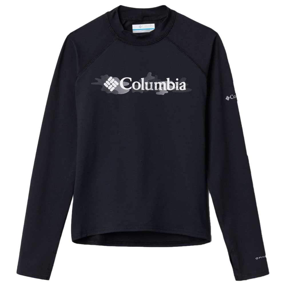 Columbia Youth Unisex Sandy Shores Printed Long Sleeve Sunguard, Black, Medium