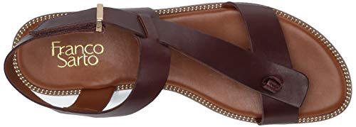 Franco Sarto Womens Glenni Ankle Strap Flat Sandals, Dark Brown, 8.5