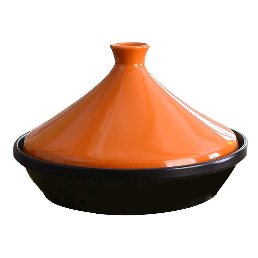Generic Moroccan tagine Pot Small tagine Bowl Round Ceramic Casserole Clay Pot with lid Heat-Resistant hot Pot earthen Pot Multifunctional cookware for stew Soup C 16 23 cm