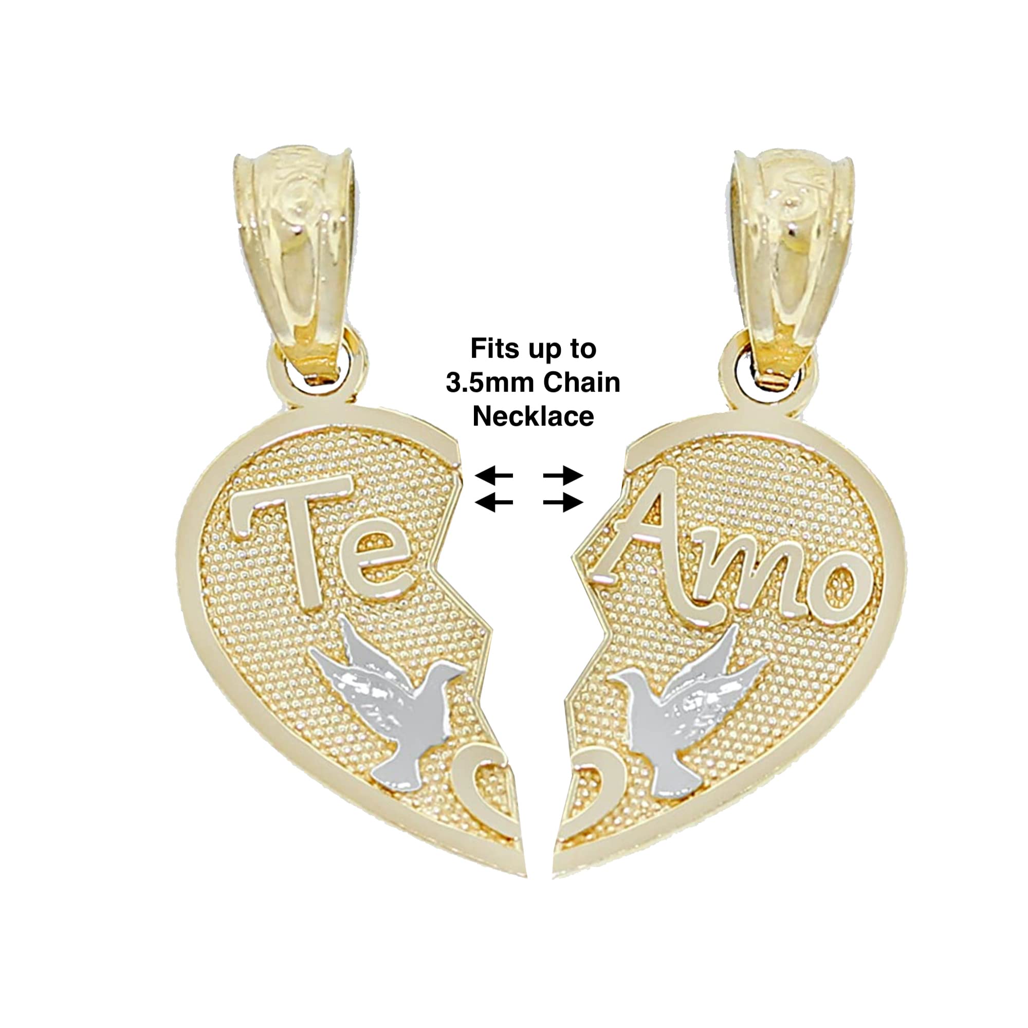 Charm America - Gold Break-Apart Te Amo Heart Charm - 14 Karat Solid Gold