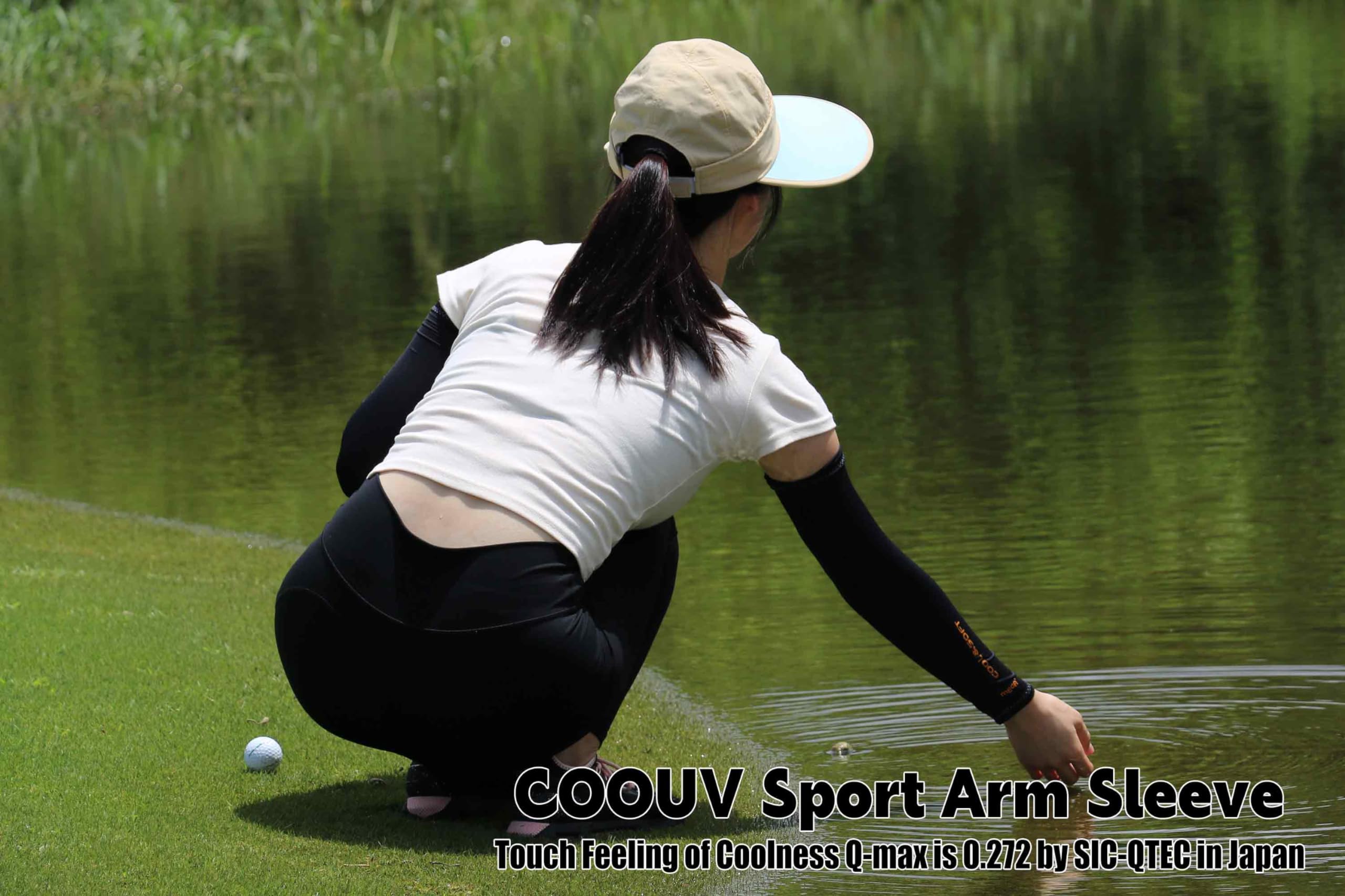 COOUV Ultrathin Cooling Ice Silk UV Sun Protection UPF50+ Thumb Hole Arm Sleeves Compression Hand Cover Palm Lightweight (Black Flame)