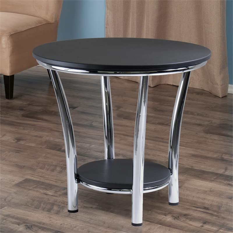 Winsome Wood Maya Occasional Table, Black/Metal, 23.82 inches, Modern