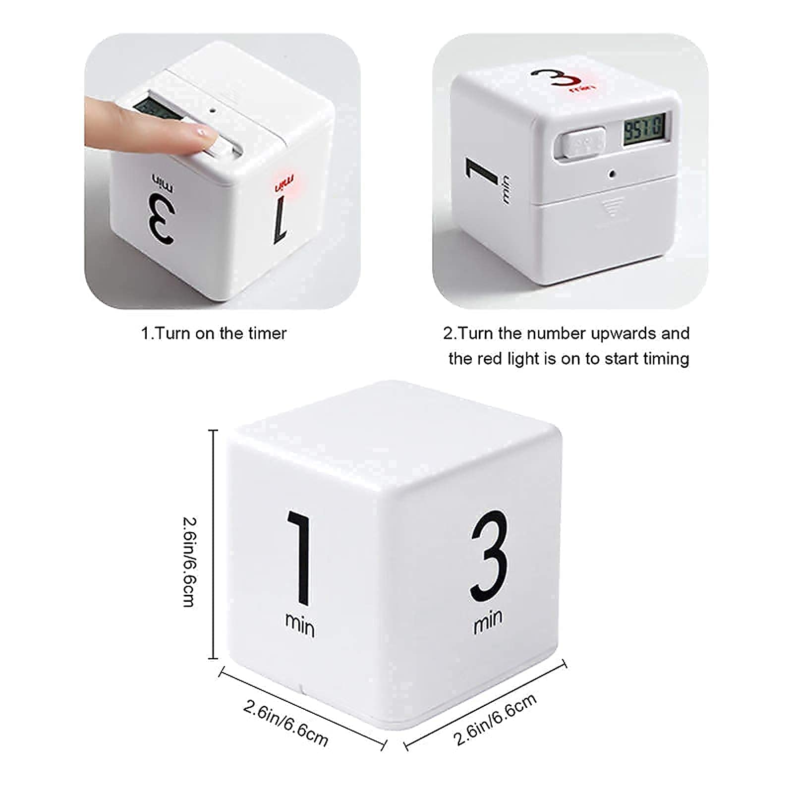 Feilifan Cube Timer, Kitchen Timer Kids Timer for ADHD Productivity Workout Flip Timer Classroom for StudyTime Countdown Management Settings 15 20 30 60 Minutes