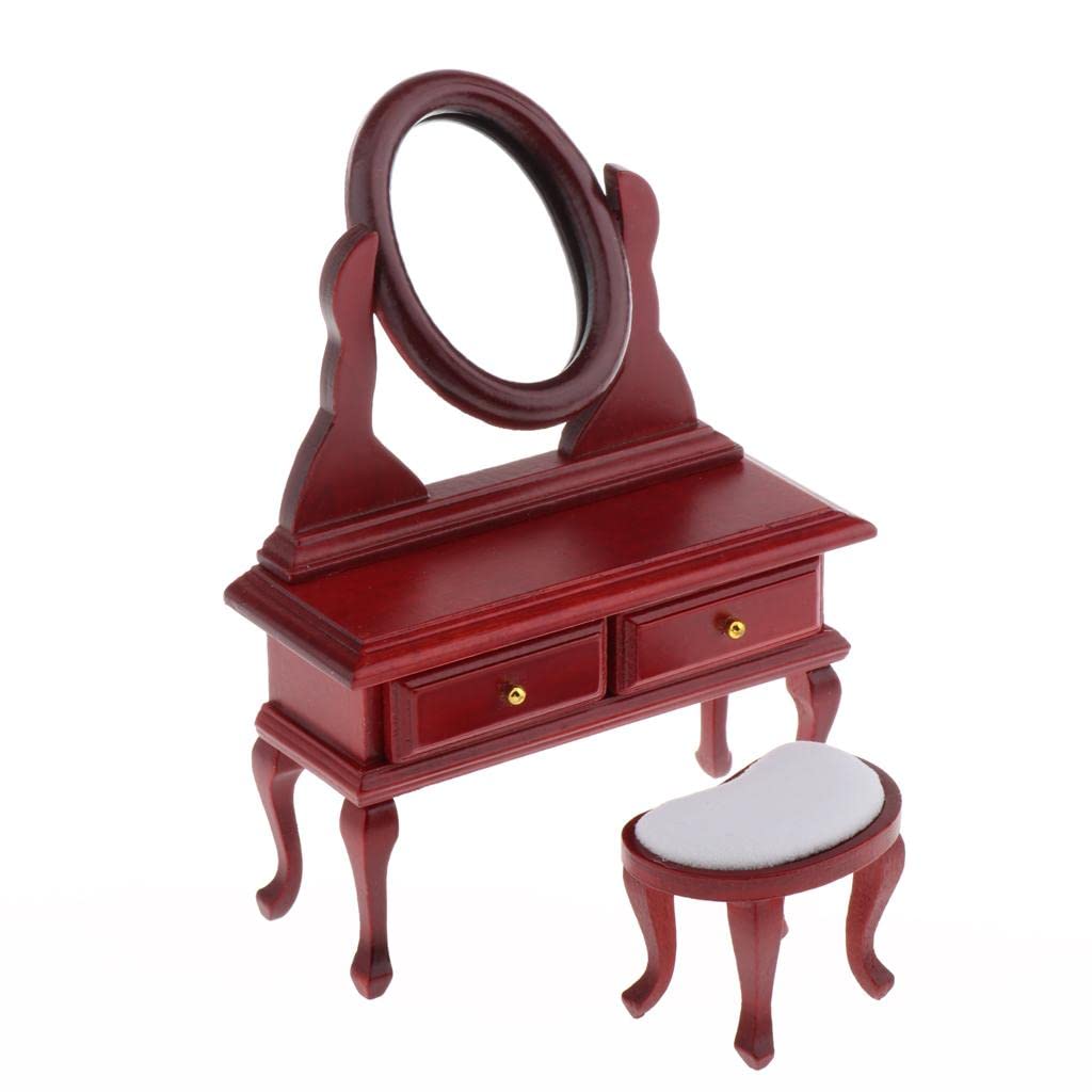 Esquirla 1/12 Scale Dollhouse Bedroom Furniture Accessories, Miniature Wooden Dressing