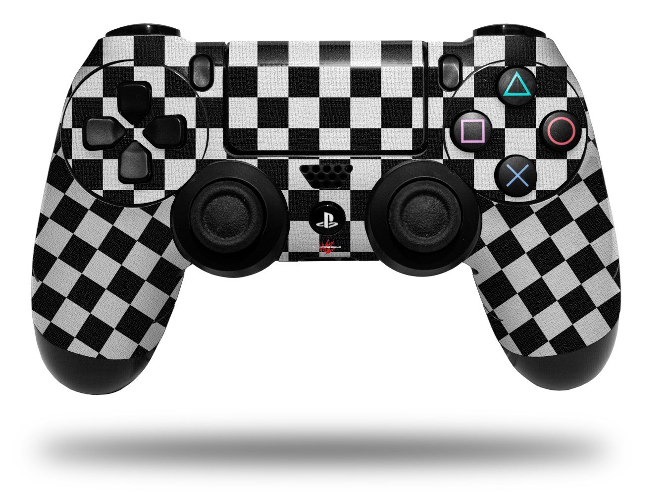 WraptorSkinz Skin Compatible with Sony PS4 Dualshock Controller PlayStation 4 Original Slim and Pro Checkered Canvas Black and White (Controller NOT Included)