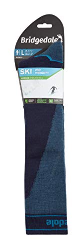 Bridgedale Men's Midweight Plus Ski - Merino Endurance Socks, Navy/Steel, X-Large