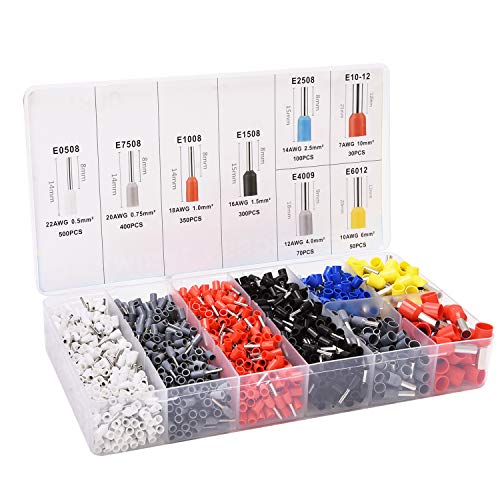 Ferrule Crimping Tools Wire Pliers - 1800 PCS Wire Ferrules with Crimpers Pliers Kit for Electricians, Adjustable Ratchet Tools with Terminals Connectors AWG 28-7, 0.08-10mm²