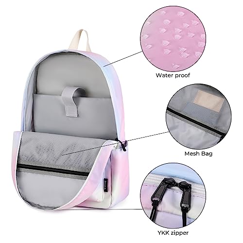Imyth 3Pcs colorful Backpack sets for Teen Girls, Cute Bookbag School Daypacks for Elementary Middle Students (Rainbow)