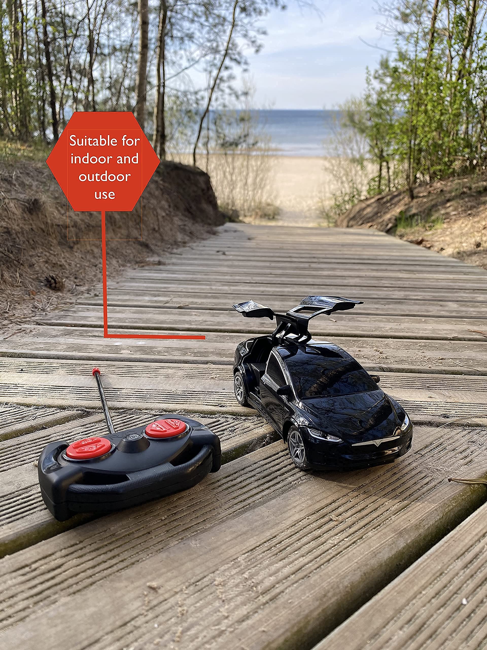 TPower T Power! Dynamic Remote Control Car 1 24 Scale RC Vehicle Great Gift for Children Remote Control Car Model with Falcon Door in Black Color