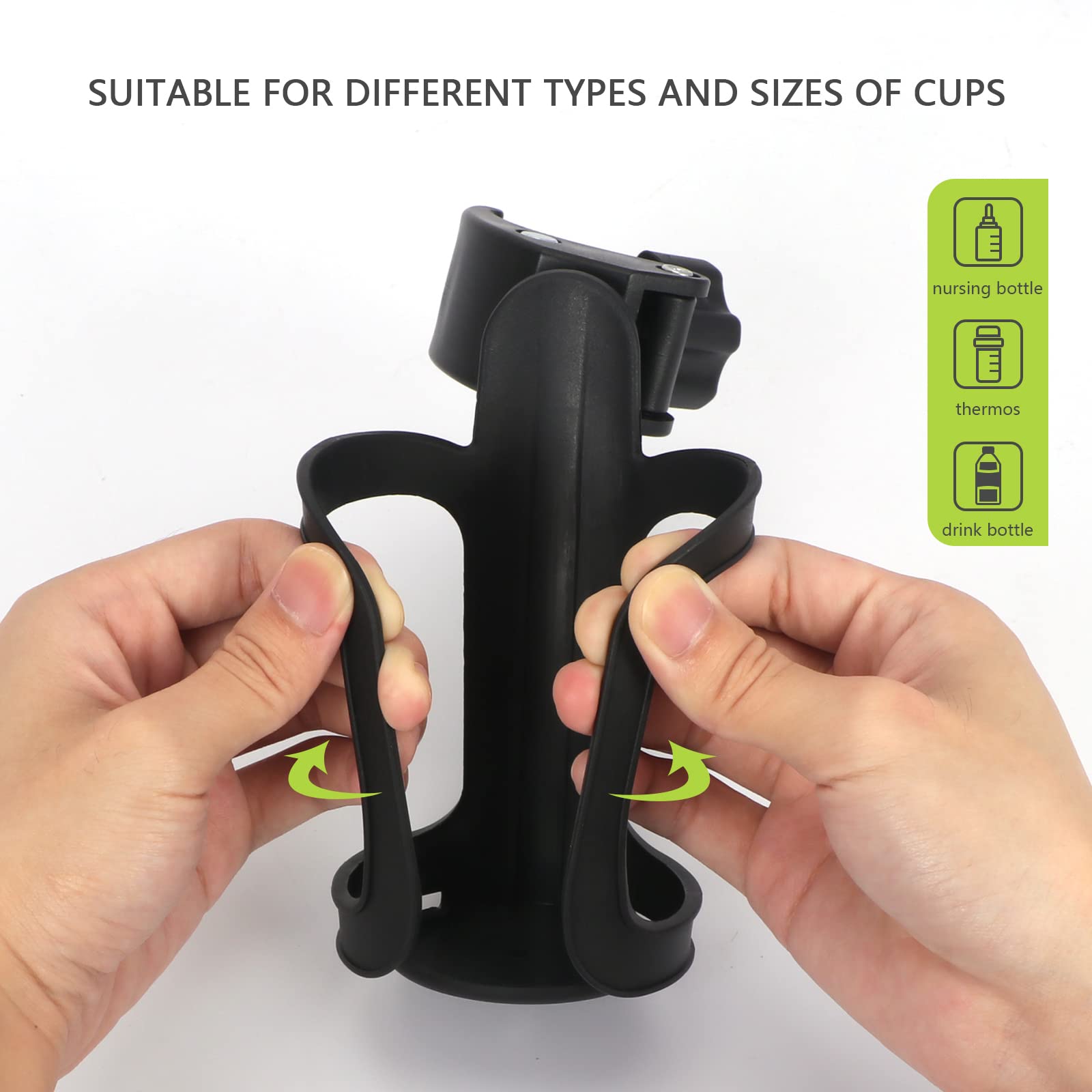 FYY Bicycle Water Bottle Holder,Bike Cup Holder,Universal Stroller Cup Holder for Bicycle, Stroller, Wheelchair, Walker, Trolley, Motorcycle-Black