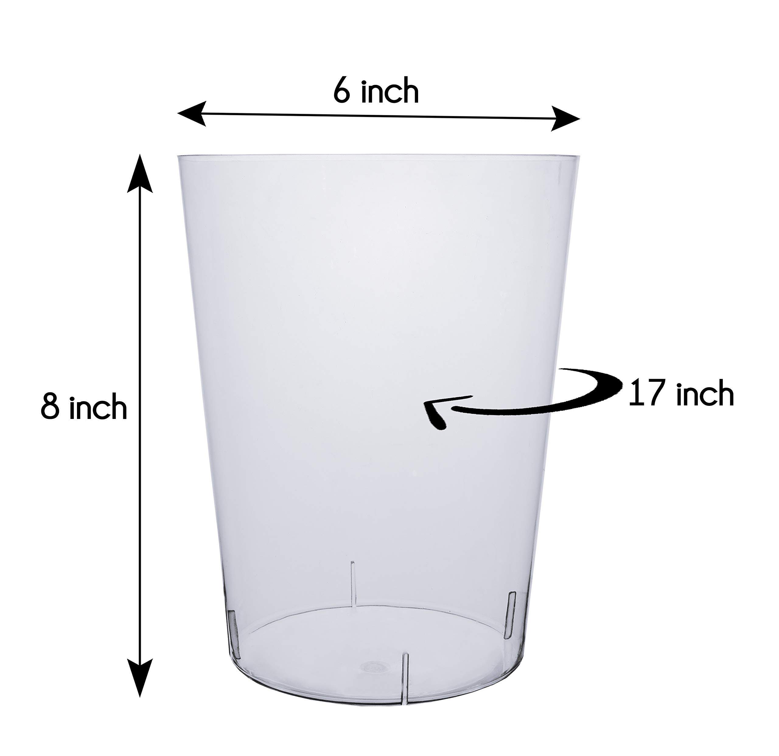 Exquisite 6 Pack Of 96 Ounce Disposable Gold Glitter Clear Plastic Ice Bucket For Parties - Good As One Large Champagne Chiller Or Classic Wine Bottle Chiller