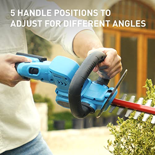 WISETOOL Cordless Hedge Trimmer, 20V Electric Bush Trimmer with 22" Dual-Action Blades, 3/4" Cutting Capacity, Shrub Trimmer Include 2.0Ah Battery, Fast Charger and Protection Glasses
