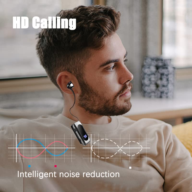 ESSONIO Earbud & in-Ear Headphones Bluetooth Headset Retractable Wireless Headset Headphone Wireless earpiece Cell Phone Wired Earbud for Trucker for Business Meeting Headphones Clip on Earbud
