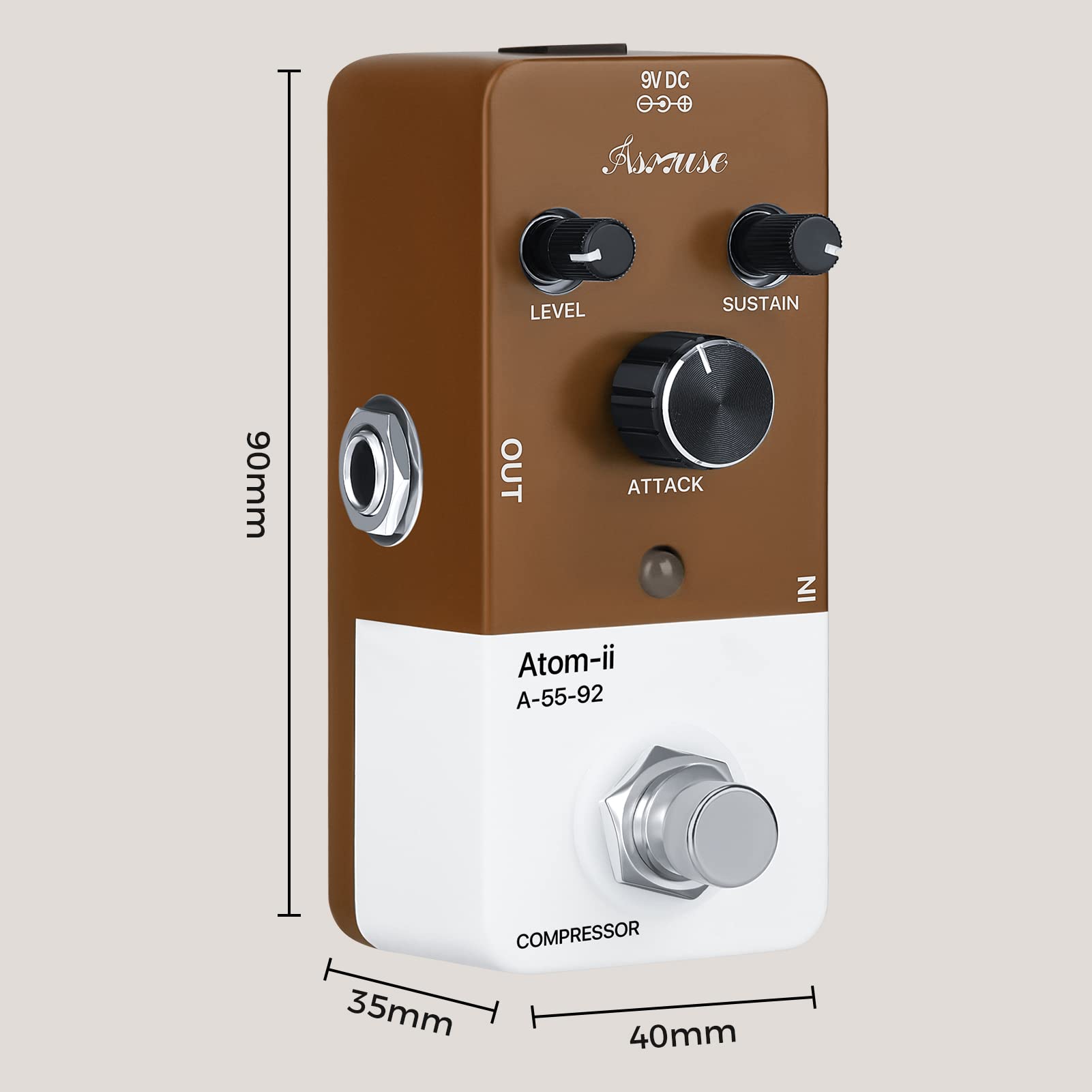 Compression Guitar Effects Pedal, Asmuse Pure Analog Circuitry, Mini Compression Sustain Pedal for Electric Guitar and Bass