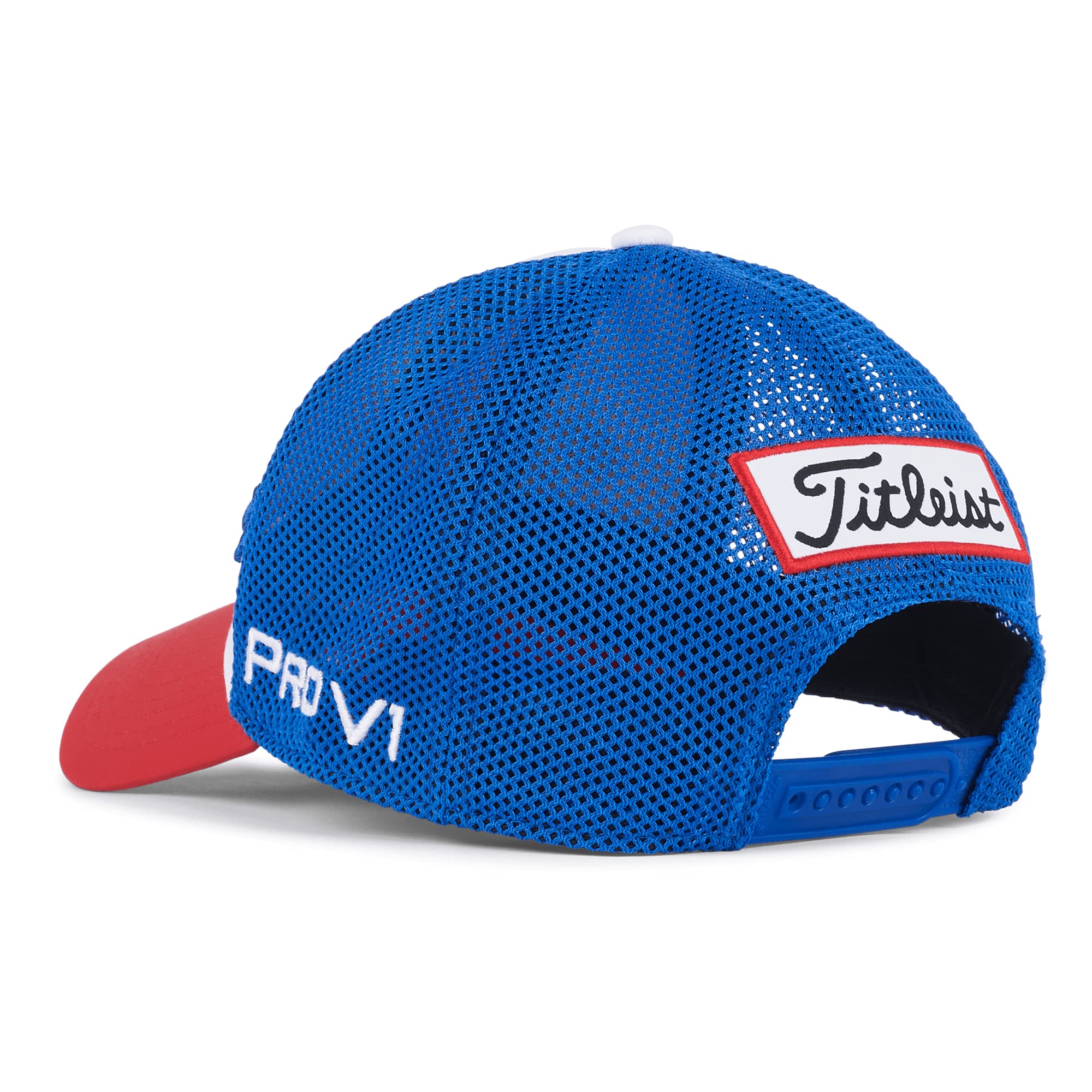 Titleist Men's Standard Tour Performance Mesh Golf Hat, White/Royal/Red, OSF