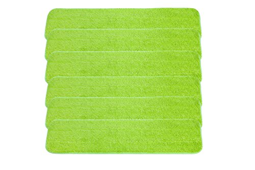 LTWHOME 24" Microfiber Wet or Dry Mop Pads in Green for All Hard Surfaces Cleaning (Pack of 6)